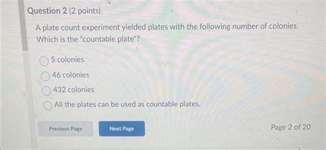 Solved A Plate Count Experiment Yielded Plates With The