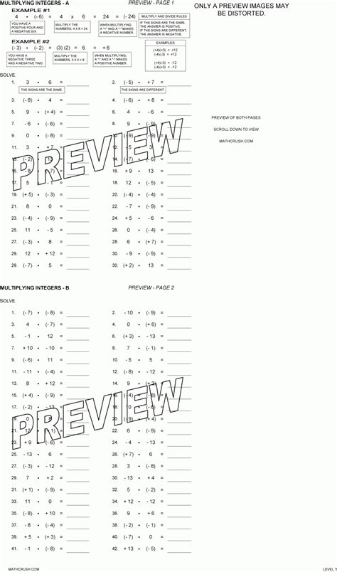 Multiplying Rational Numbers Worksheet E