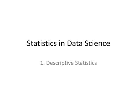 Statistics In Data Science Pptx