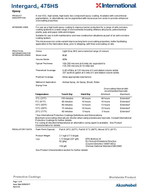 Msds Intergard 475hs Eng A4 20170920 Pdf Epoxy Materials