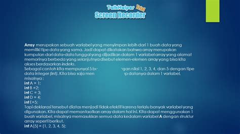 Pengertian Dan Contoh Tipe Data Array Dan Sequence Youtube