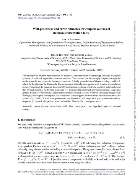 Pdf Well Posedness And Error Estimates For Coupled Systems Of Nonlocal Conservation Laws