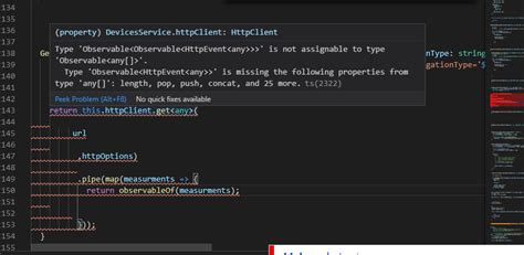 angular observable is not assignable to type observable stack