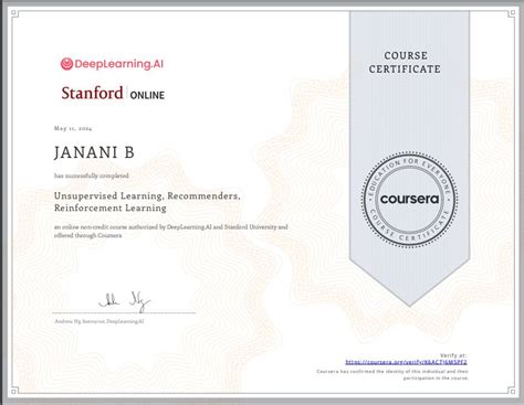 Completed Unsupervised Learning Algorithms Course Janani Baskar