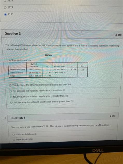 solved 2124 2133 question 3 2pts the following spss output