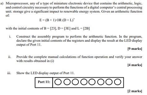 Solved Microprocessor Any Of A Type Of Miniature Electronic