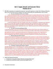 AP Micro Problem Set 2 Part1 Answer Sheet Docx Unit 2 Supply Demand And Consumer Choice