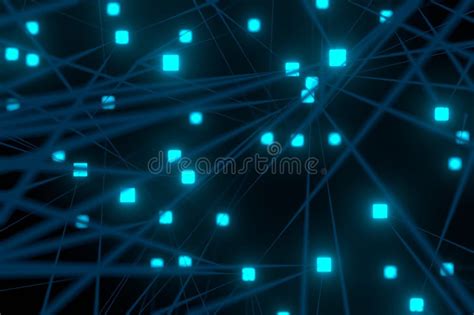3d Render Loop Abstract Technology Plexus Connection Dot On Black Background Stock Illustration