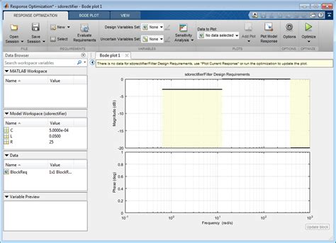 Design Optimization Using Frequency Domain Check Blocks GUI MATLAB Simulink