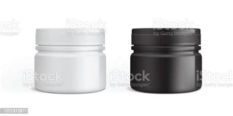 흰색과 검은 색 플라스틱 크림 포장 에 고립 된 흰색 배경 모형 벡터 0명에 대한 스톡 벡터 아트 및 기타 이미지 0명 3차원 형태 개체 그룹 Istock
