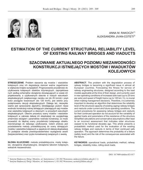 Pdf Estimation Of The Current Structural Reliability Level Of