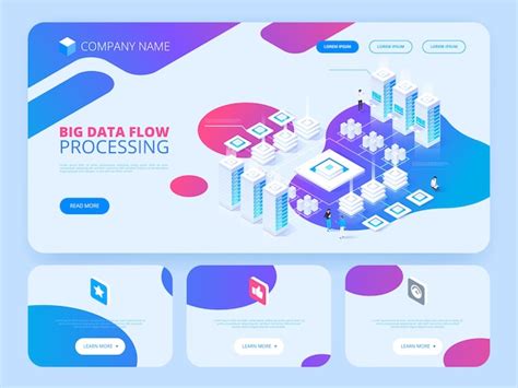 Premium Vector Big Data Isometric Set