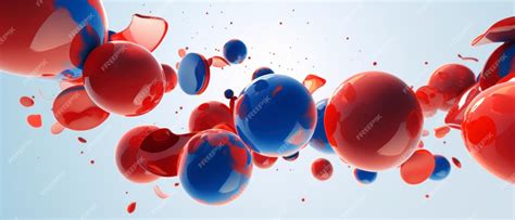 Premium Photo Vibrant 3d Shapes Floating On A Surreal Background Abstract Red And Blue Spheres