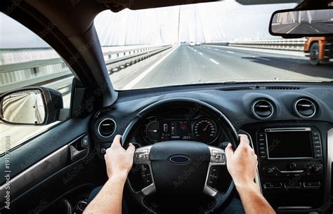 Driving Car Pov On A Highway Point Of View First Person Perspective Stock Photo Adobe Stock