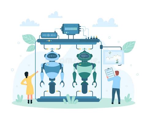 robot programming high tech industry tiny engineers work with cyborgs