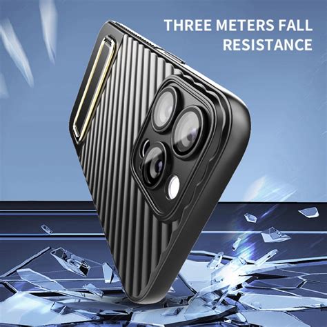 Iphone 14 Pro Max용 물결 모양 질감의 Magsafe 자기 전화 케이스렌즈 필름 포함회색