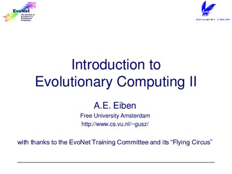 Pdf Introduction To Evolutionary Computing