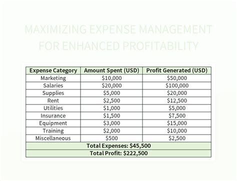 Maximizing Expense Management For Enhanced Profitability Excel Template