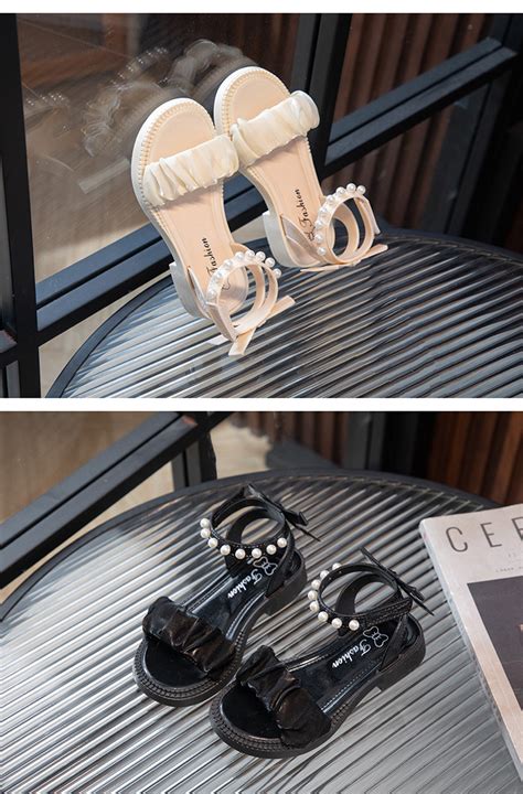 女童凉鞋夏季2023新款时尚韩版露趾软底宝宝公主小学生女孩罗马鞋 阿里巴巴