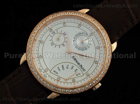 Jules Audemars Calendar Quartz Rg Grey Dial Diamond Bezel Puretime Watches