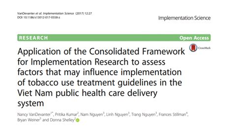 Application Of The Consolidated Framework For Implementation Research