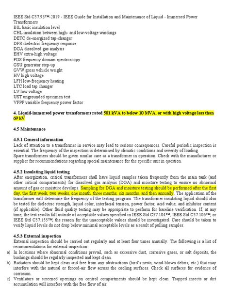 Ieee Std C57 Maintenance Pdf Transformer Insulator Electricity