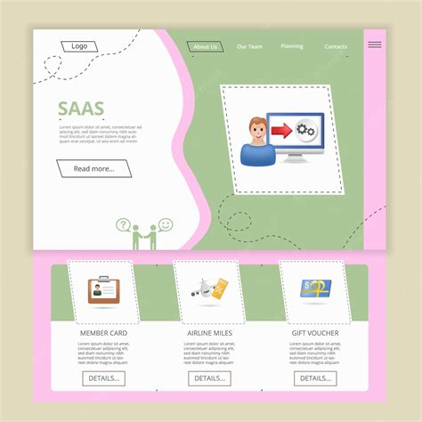Premium Vector Saas Flat Landing Page Website Template Member Card Airline Miles T Voucher