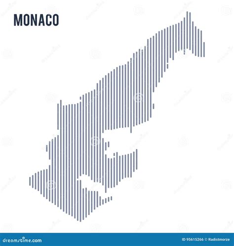 Vector Abstract Hatched Map Of Monaco With Vertical Lines Isolated On A White Background Stock