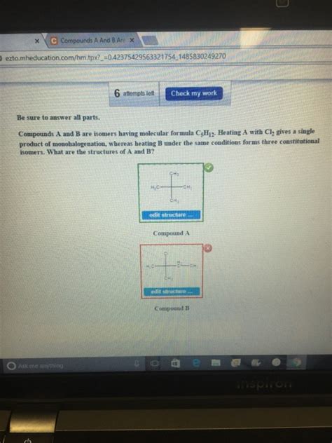 Solved Compounds A And B Are Isomers Having Molecular