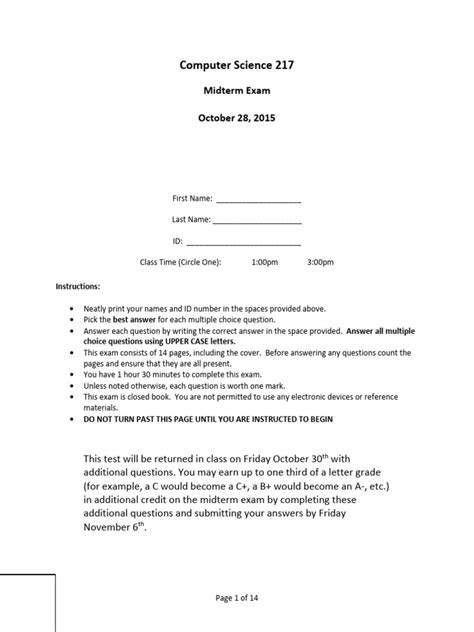 Midtermexam F15 Pdf Computer Program Programming