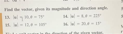[solved] 13 18 Ou Find The Vector Given Its Magnitude And Direction Angle Course Hero