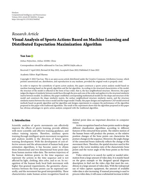 pdf visual analysis of sports actions based on machine learning and