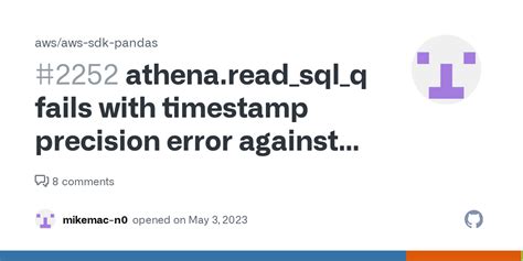athena read sql query fails with timestamp precision error against