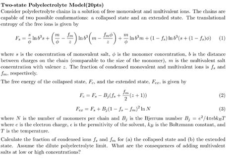 Two State Polyelectrolyte Model20pts Consider