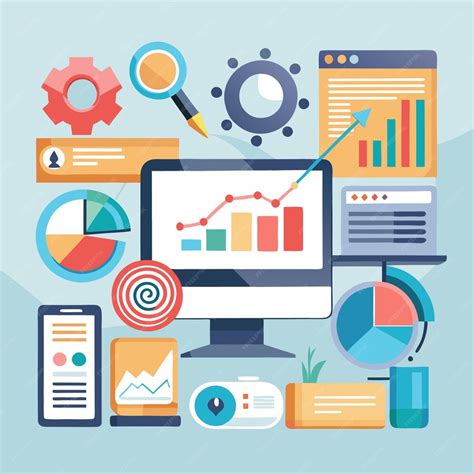 Data Analysis And Business Growth Illustrated With Various Colorful Graphs Charts And Icons