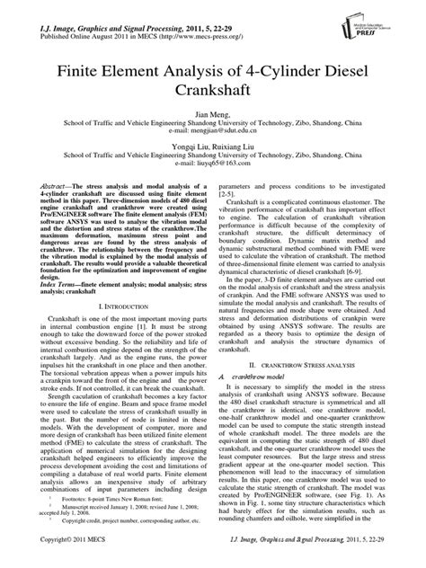 Crankshaft Vibration Pdf Computer Simulation Finite Element Method