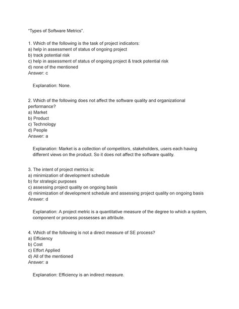 Sotware Engineering 43 “types Of Software Metrics” Which Of The