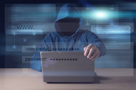 Computer Hacker Steals Data From Laptop Stock Image Image Of Criminal Cyber 110198375