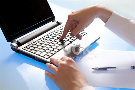 Entering Data Using Laptop Stock Photo Royalty Free FreeImages