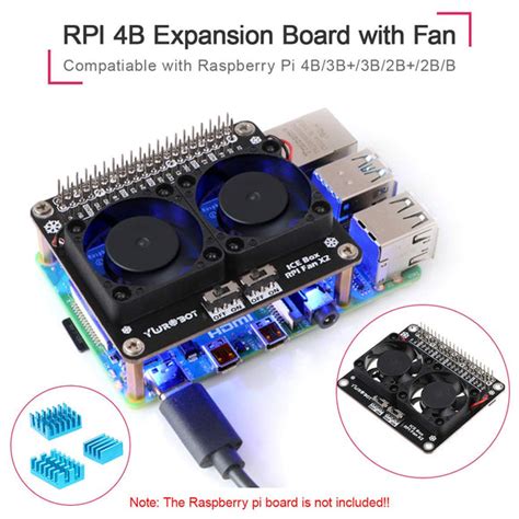 Makerfocus Raspberry Pi 4b Gpio Expansion Board With Dual Fan Compatible With Rpi 4b 3b 3b 3a