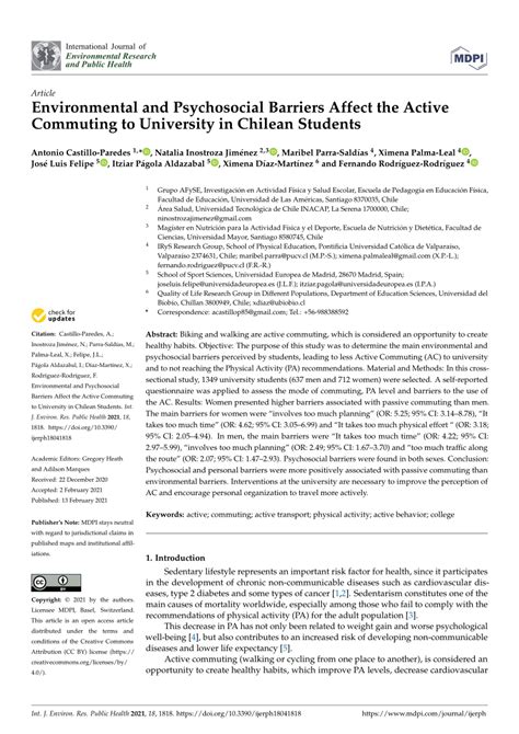 Pdf Environmental And Psychosocial Barriers Affect The Active
