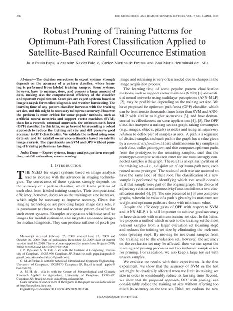 pdf robust pruning of training patterns for optimum path forest
