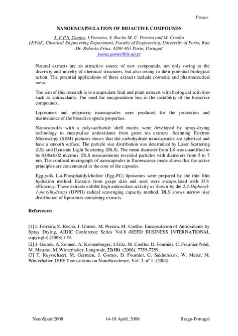 Pdf Nanoencapsulation Of Bioactive Compounds