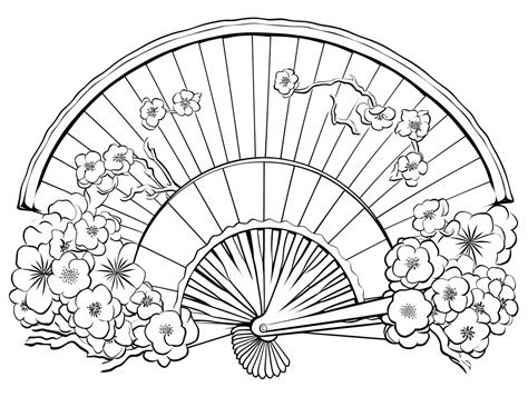 Traditional Japanese Fan To Color Coloring Page