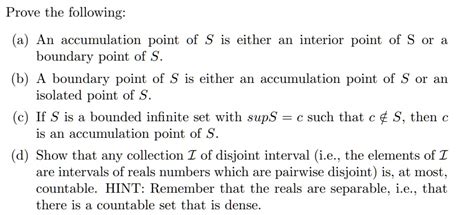 solved prove the following an accumulation point of s is either an