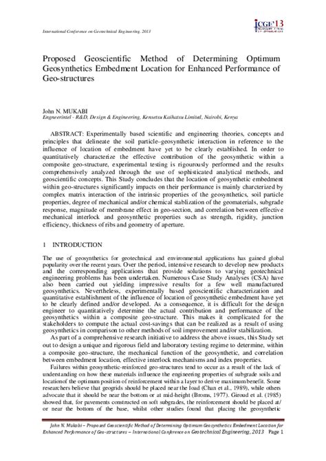 Pdf Proposed Geoscientific Method Of Determining Optimum Geosynthetics Embedment Location