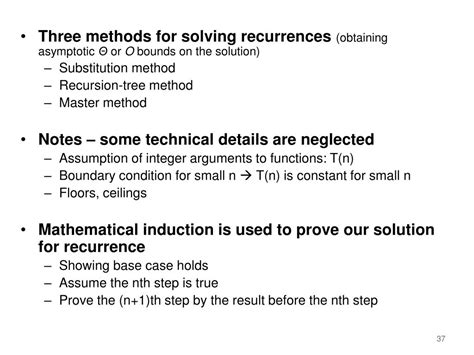 Ppt Computer Algorithms Lecture 6 Recurrence Ch 4 Till Master Theorem Powerpoint