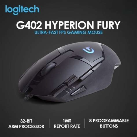 Promo 100 Produk Ori Gaming Mouse Ultra Fast Fps 4000 Dpi Hitam Logitech G402 Hyperion Fury