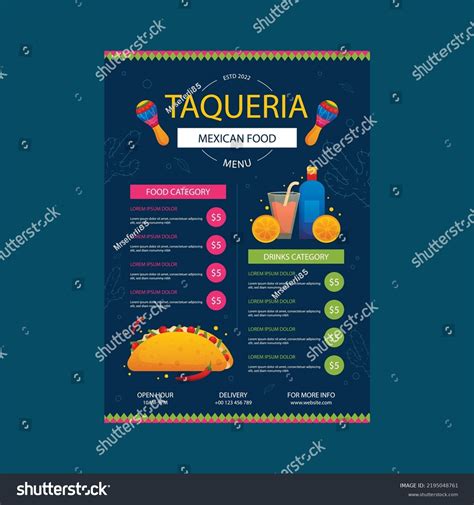 Gradient Taqueria Menu Template Stock Vector Royalty Free 2195048761