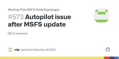 Autopilot Issue After Msfs Update · Issue 573 · Working Title Msfs